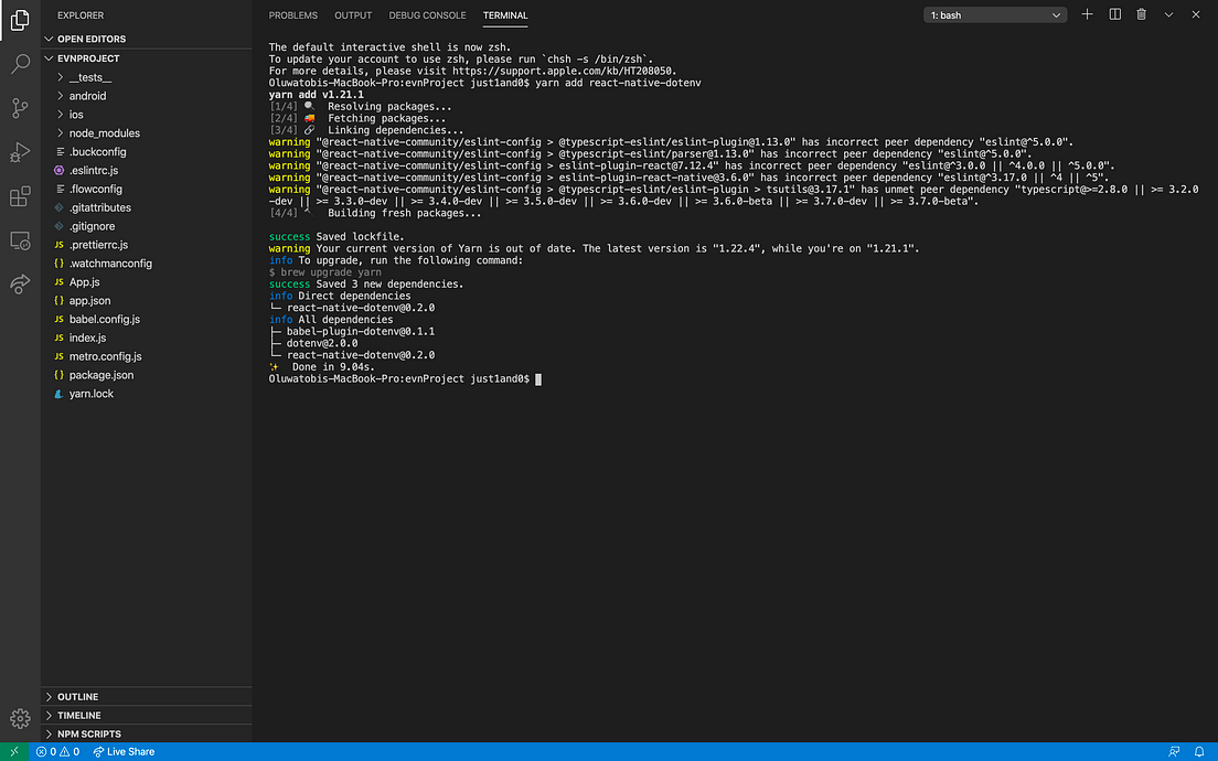 How To Setup Env File In Your React Native Application By Oluwatobi