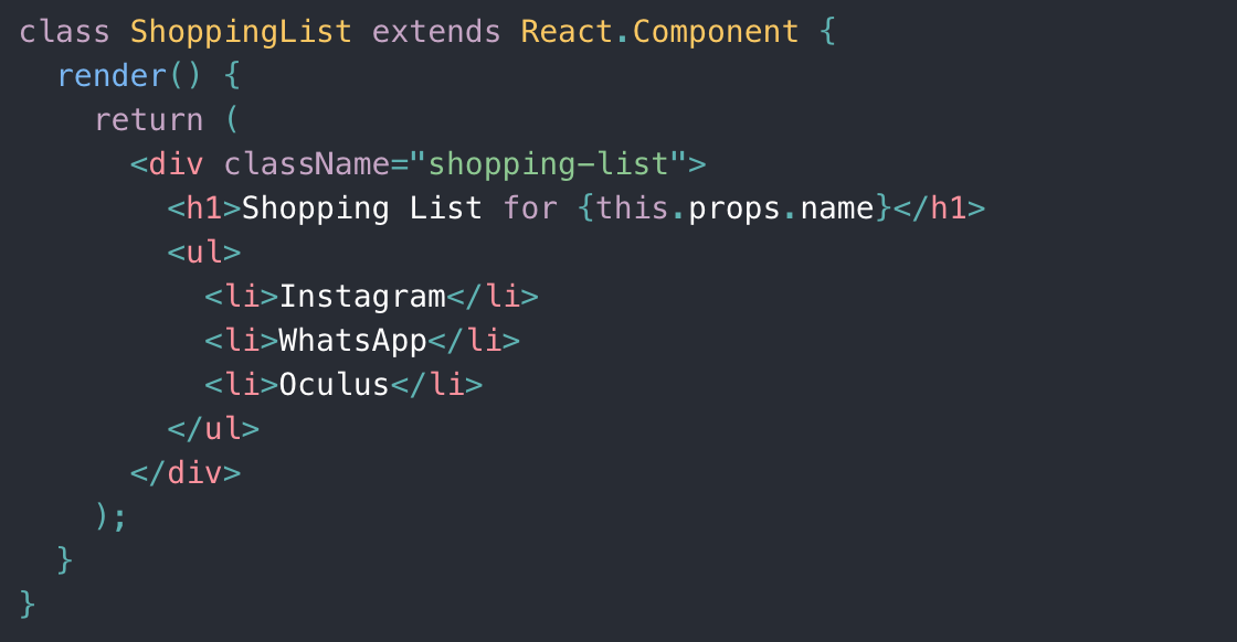 Tutorial: Intro To React（3/18）. HTMLみたいなコマンドが並んでいる。 | by Hajime ...