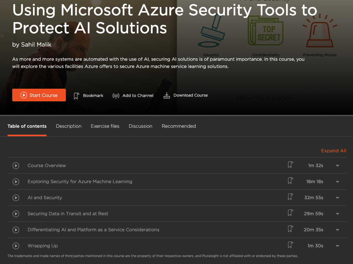 New Pluralsight Course Using Microsoft Azure Security Tools To Protect