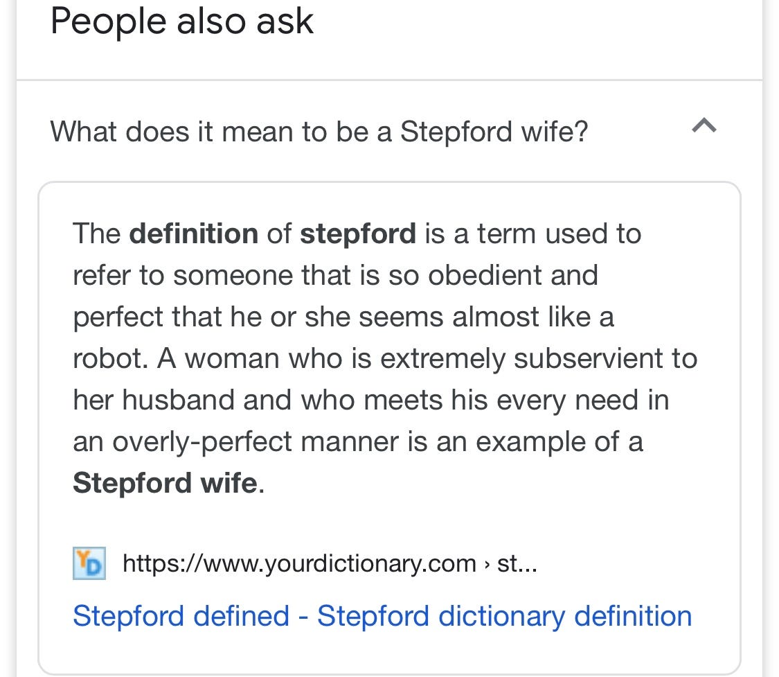 This reminds me of the movie The Stepford Wives, except this is The ...