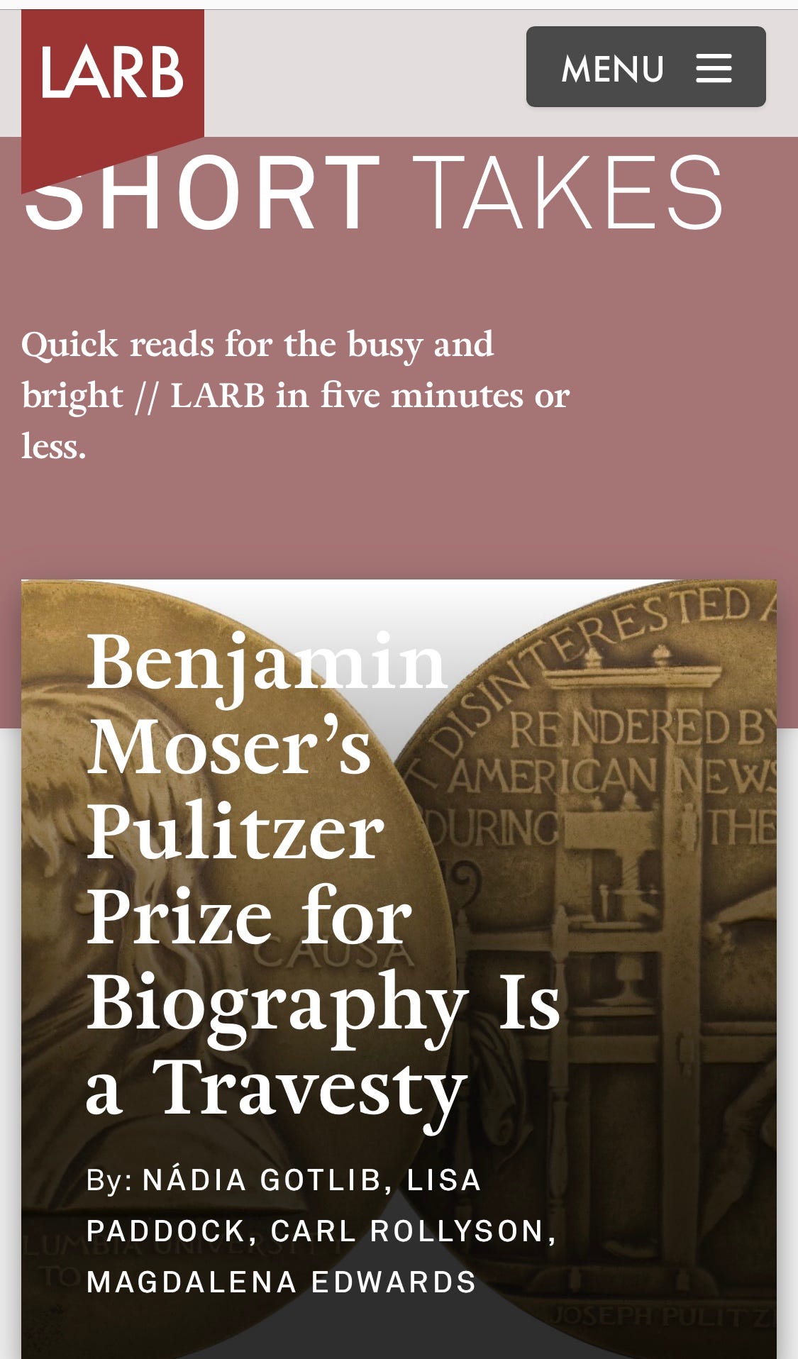 Op-Ed on This Year’s Pulitzer Prize for Biography | by Magdalena ...