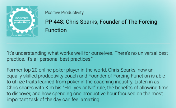My Interview with Kim Sutton on the Positive Productivity Podcast | by Chris Sparks | Medium