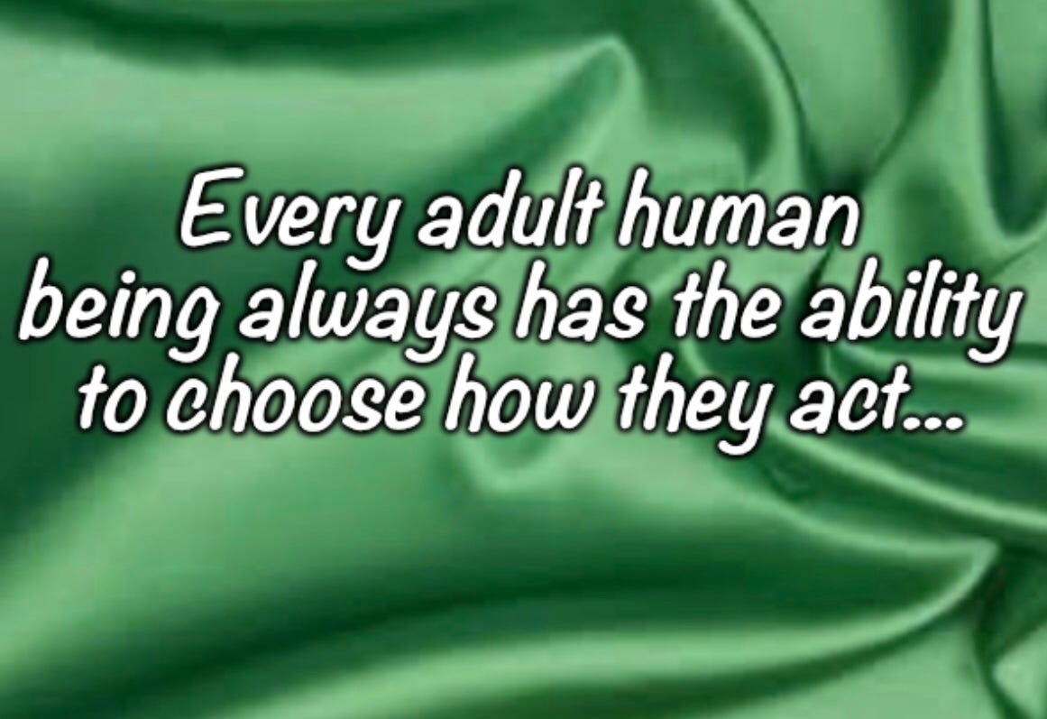 Every adult human being always has the ability to choose how they act ...
