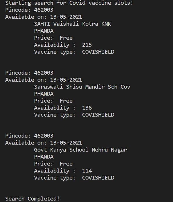 Automate Cowin Vaccine slots Availablity using Python | by Ayushi Rawat | Analytics Vidhya | Medium