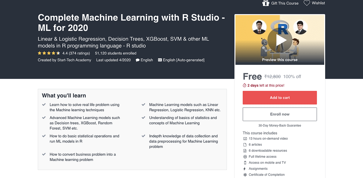 Complete Machine Learning with R Studio — ML for 2020 Free ...