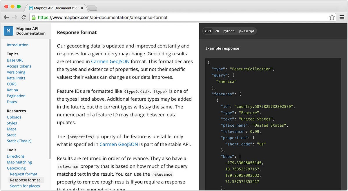 Meet the new Mapbox API documentation | by Mapbox | maps for developers Meet the new Mapbox API documentation | by Mapbox | maps for developers
