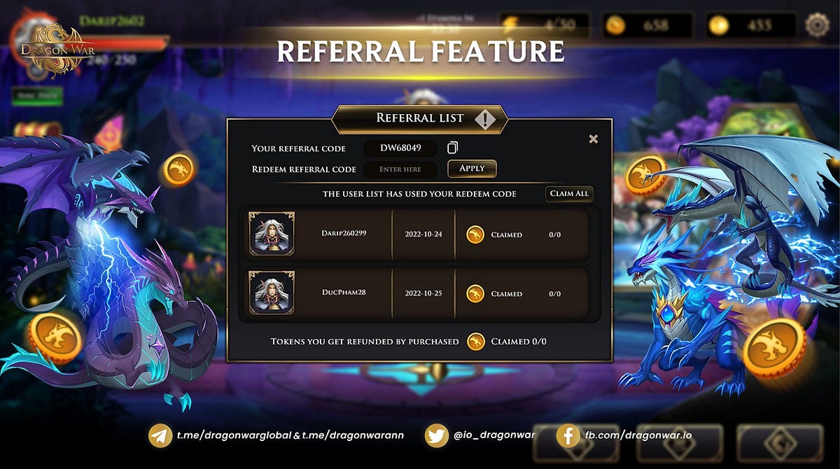 Referral Feature is Live + 10% Commission 🎉 | by DragonWar Official ...
