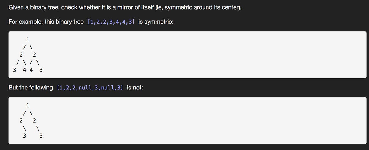 Symmetric Tree. Example: | by Hary Krishnan | Medium