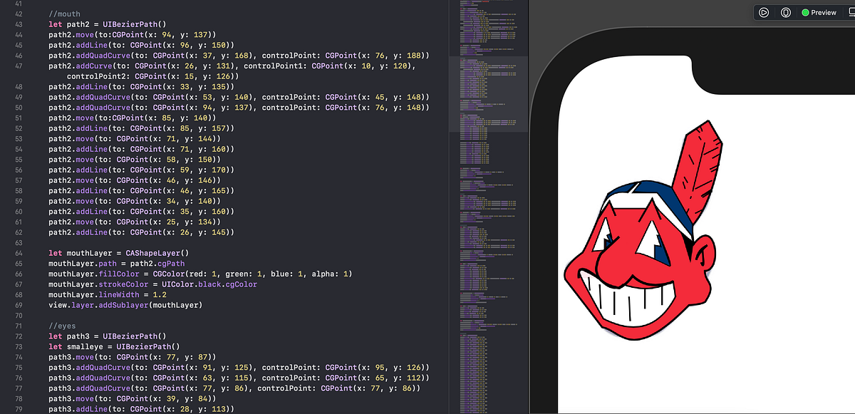 使用 SwiftUI 預覽 UIBezierPath 畫出印地安人 | by Al Hsieh | 彼得潘的 Swift iOS App 開發教室 | Medium