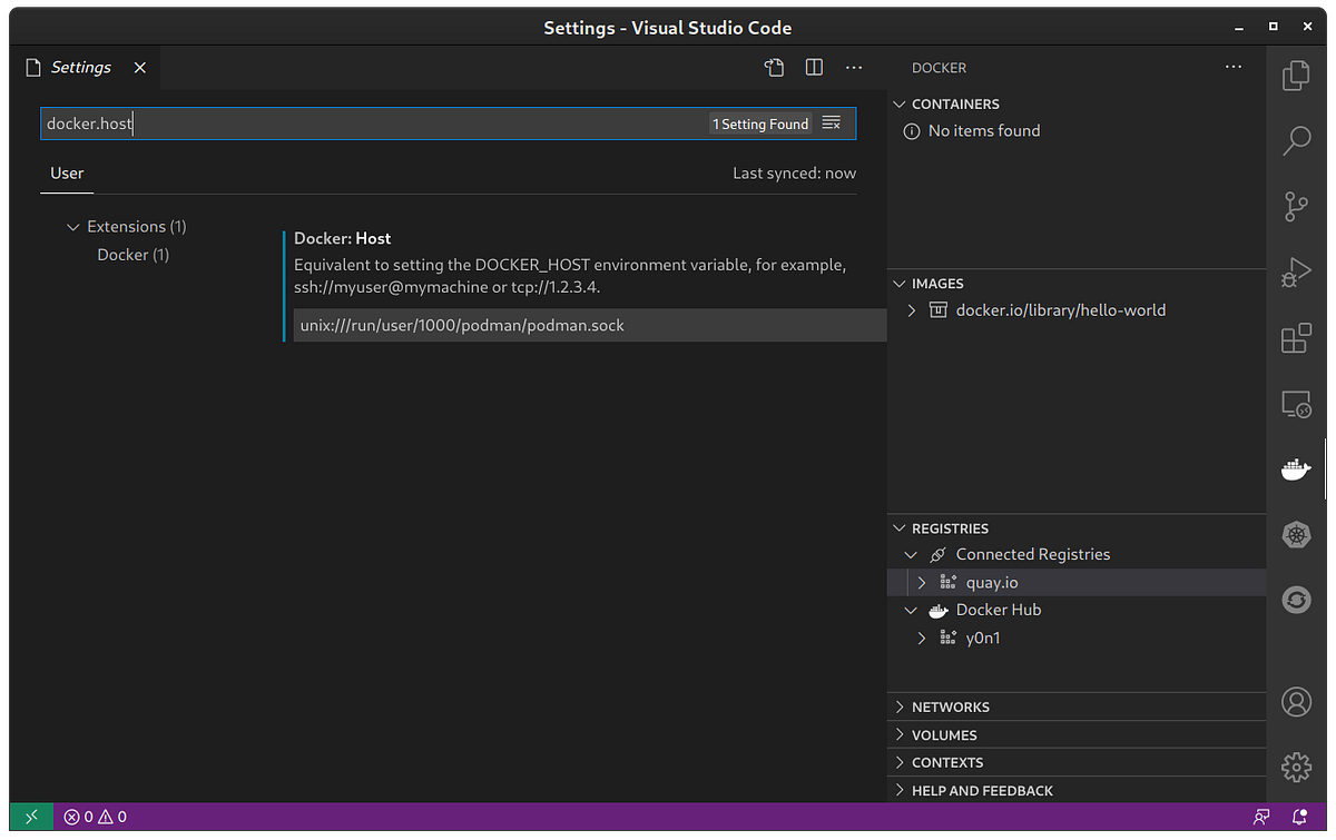 Using podman with the Docker extension for Visual Studio Code | by y0n1 | Medium