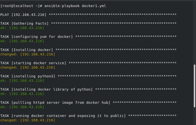Configure docker and apache HTTPD webserver using ansible
