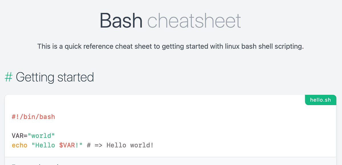 This Is The Best Bash Cheat Sheet! | by Manpreet Singh | Medium