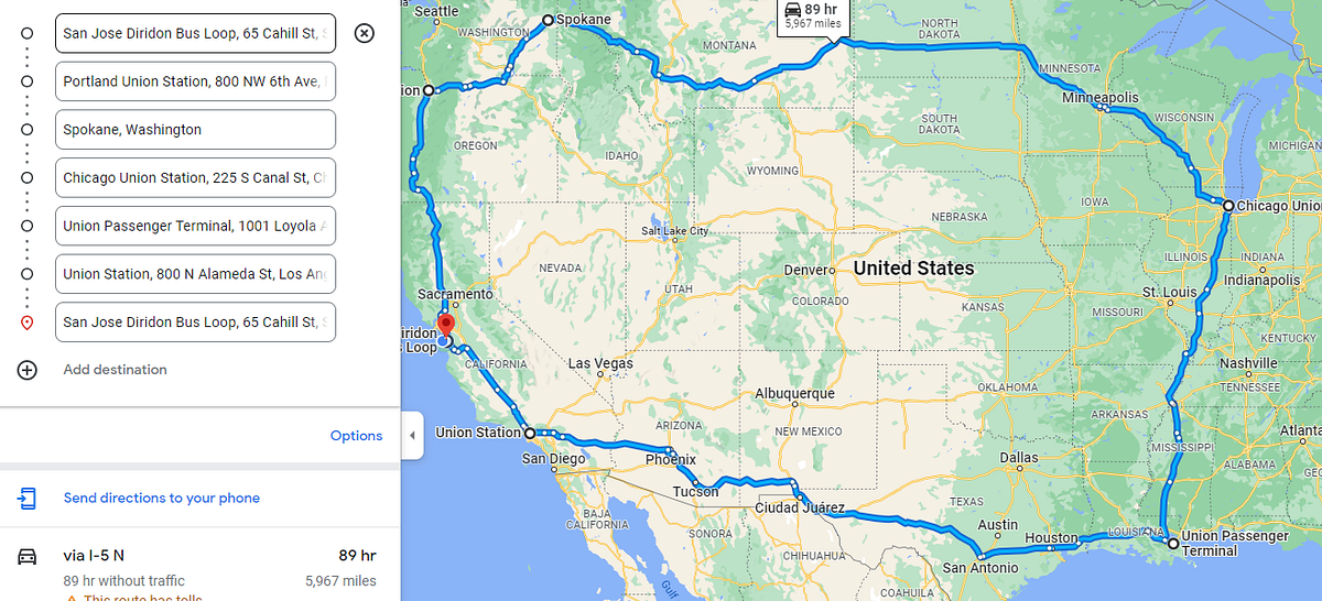 ~6000 mile USA loop in 6.5 days using Amtrak Trains!! | by World Travel ...
