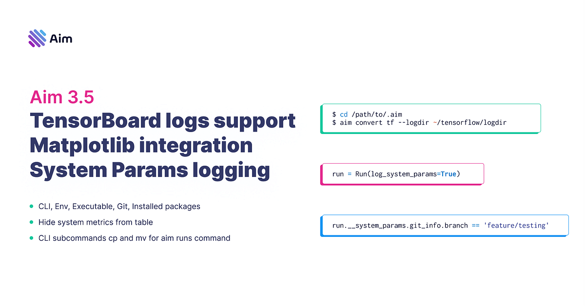 Aim 3.5 — TensorBoard logs support, Matplotlib integration & System Params logging | by Gev ...