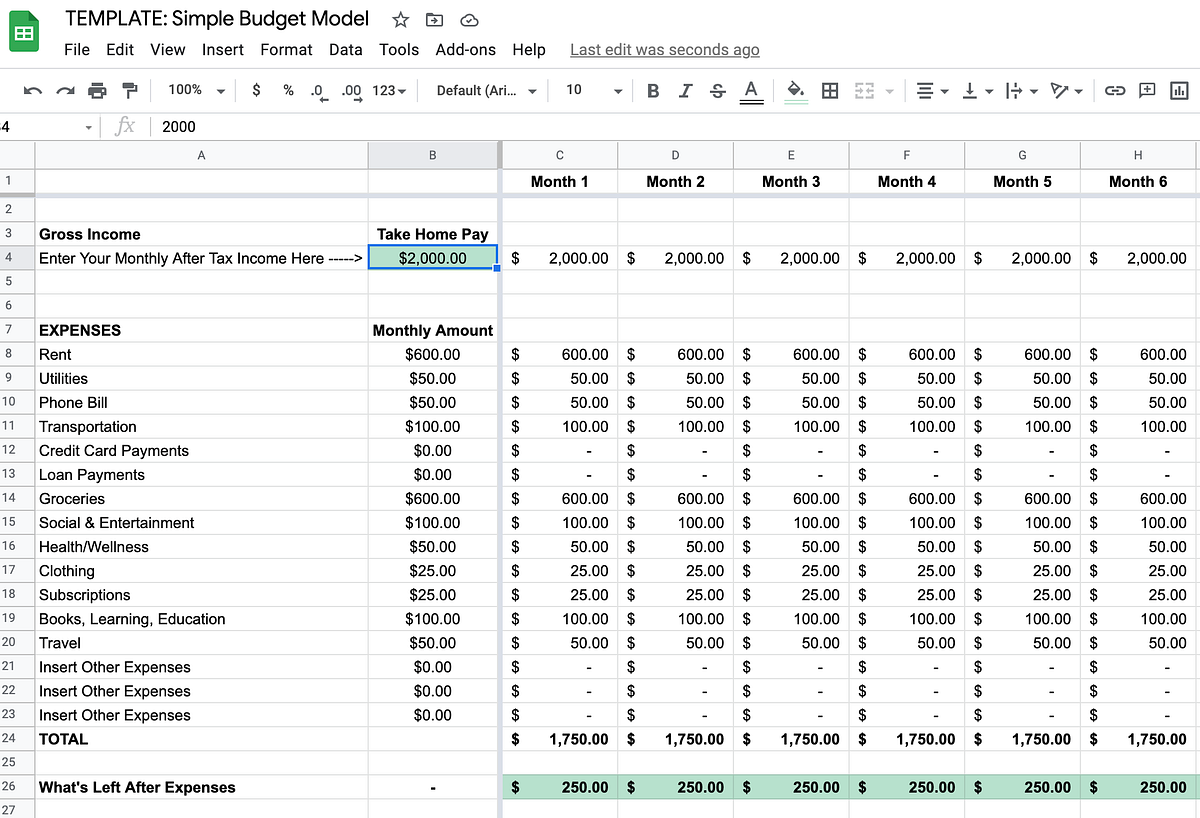 The Personal Budget For Young Professionals Free Template Inside By 
