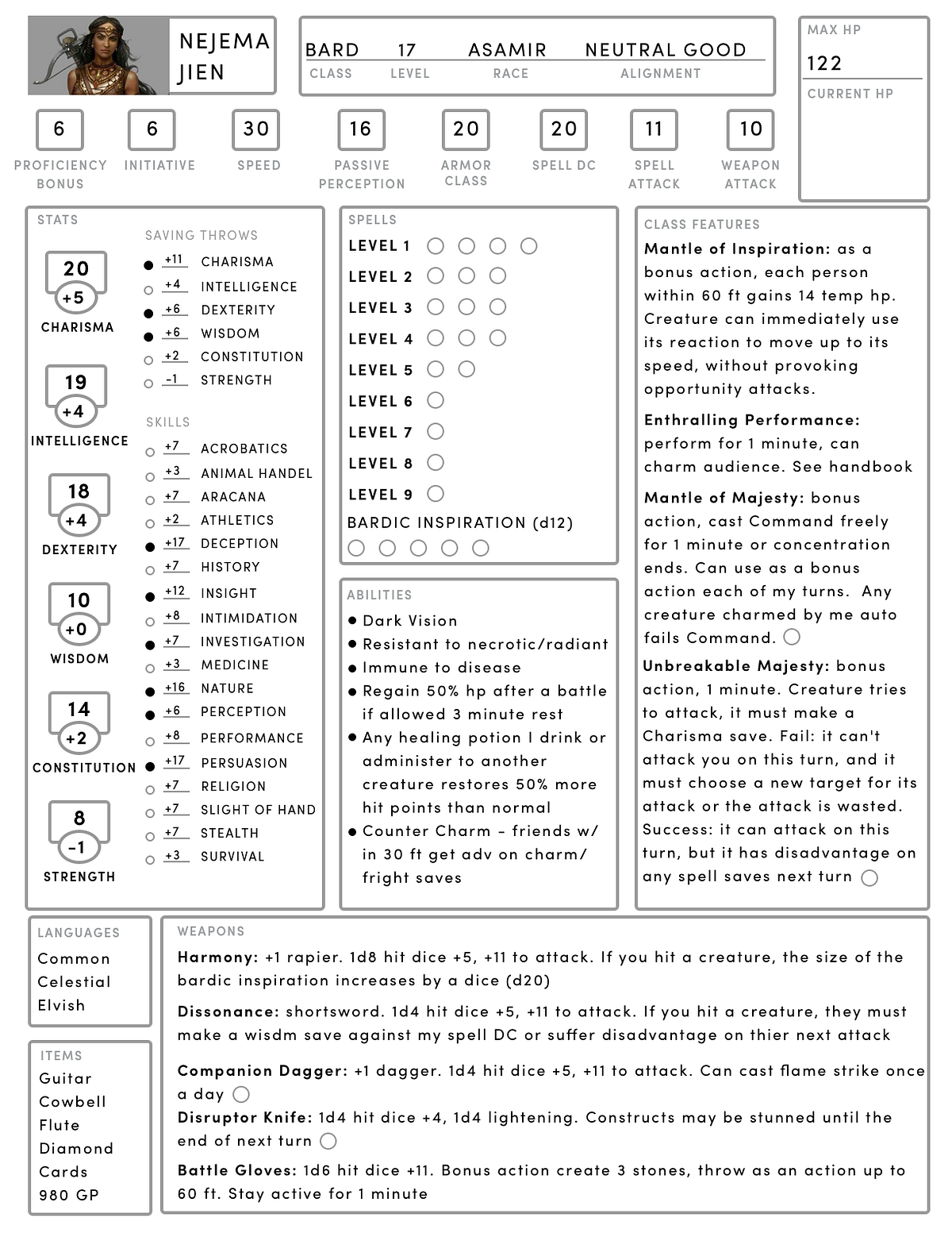 Redesigning My Bard’s Character Sheet | by Nikki Plyem | Medium