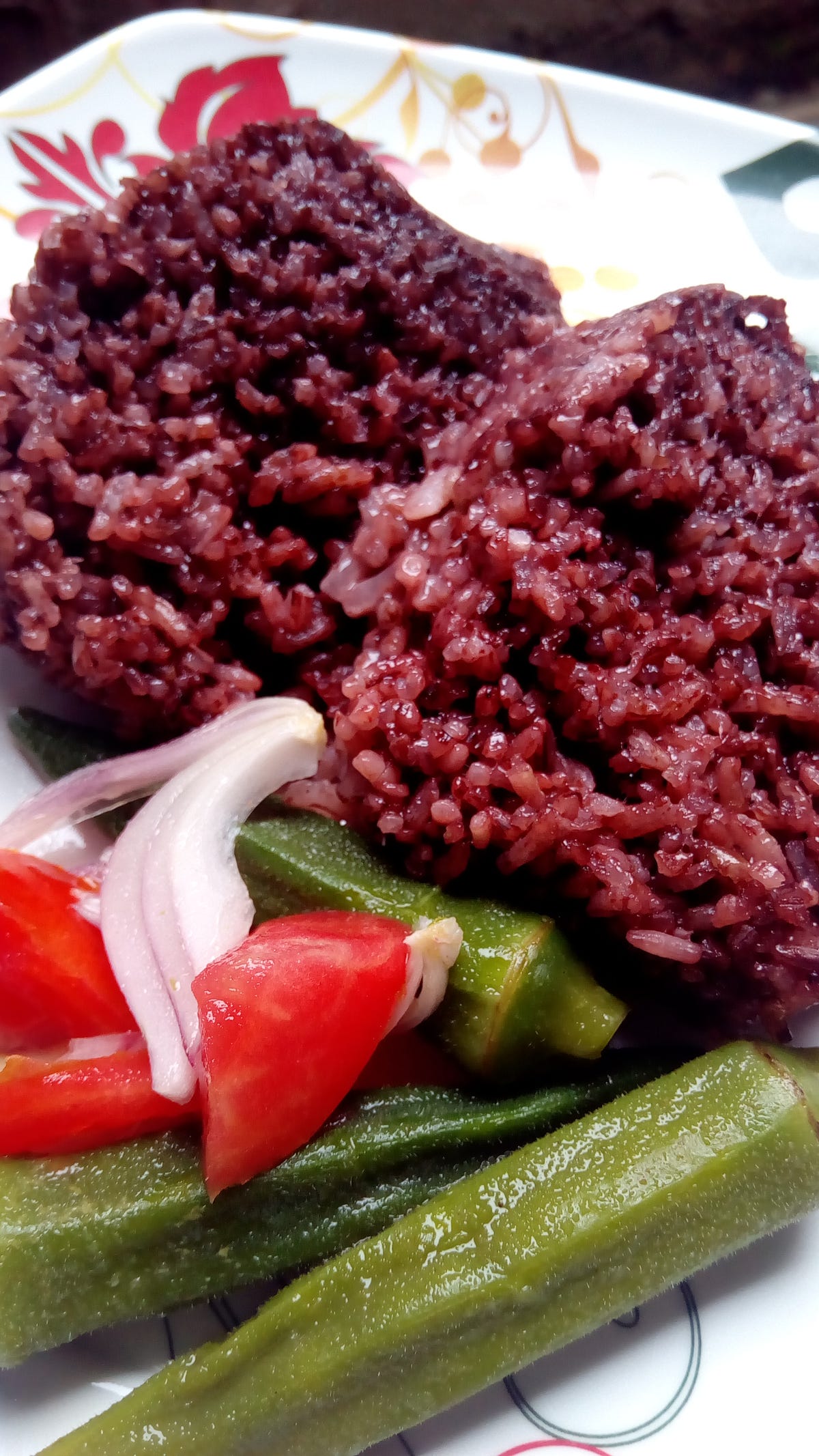 The Best Rice Ever: Balatinaw!. On the table, red rice is on the plate ...
