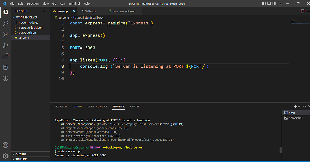 How to Create your First Server in Express.js | by Adeyinka J. Oresanya ...