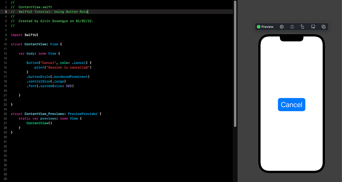 SwiftUI Tutorial: Using Button Role | by Arc Sosangyo | Dev Genius SwiftUI Tutorial: Using Button Role | by Arc Sosangyo | Dev Genius