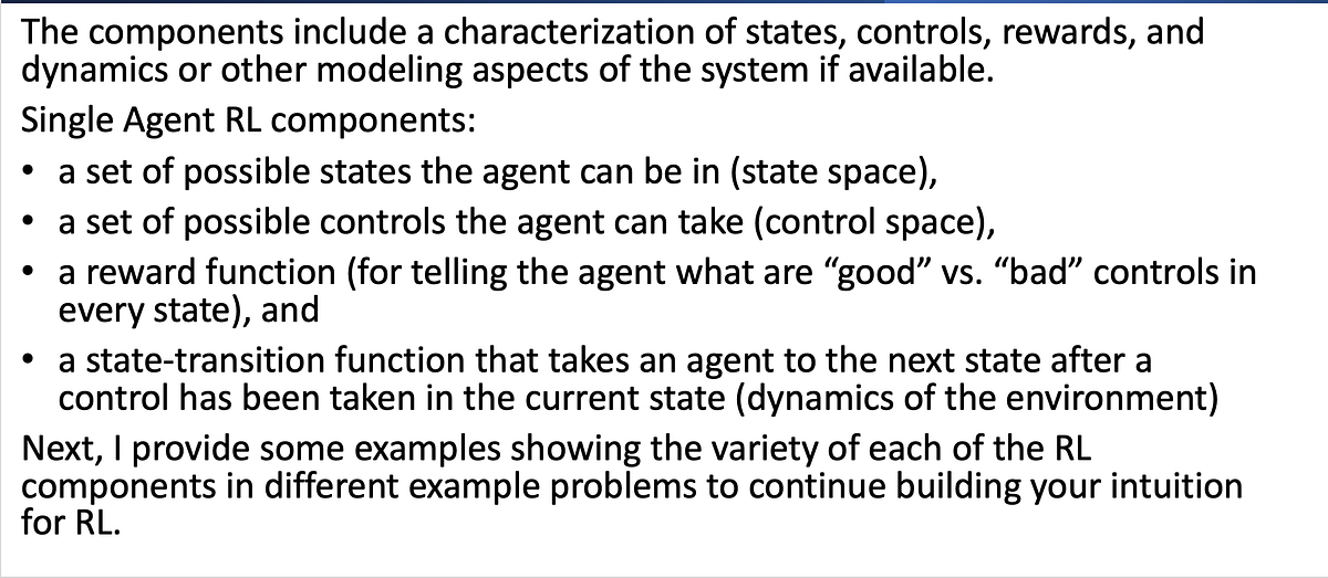 Single Agent Reinforcement Learning Rl Modeling Components Caleb M Bowyer M S Medium