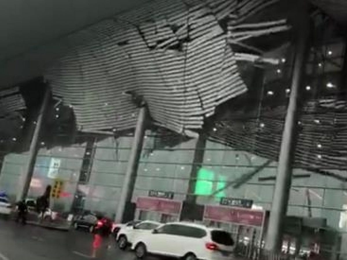 WATCH: Roof partially collapses at Nanchang International Airport amid ...