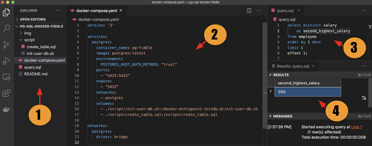 Build your own SQL fiddle with Docker & VSCode | by Dmitriy S. | Medium
