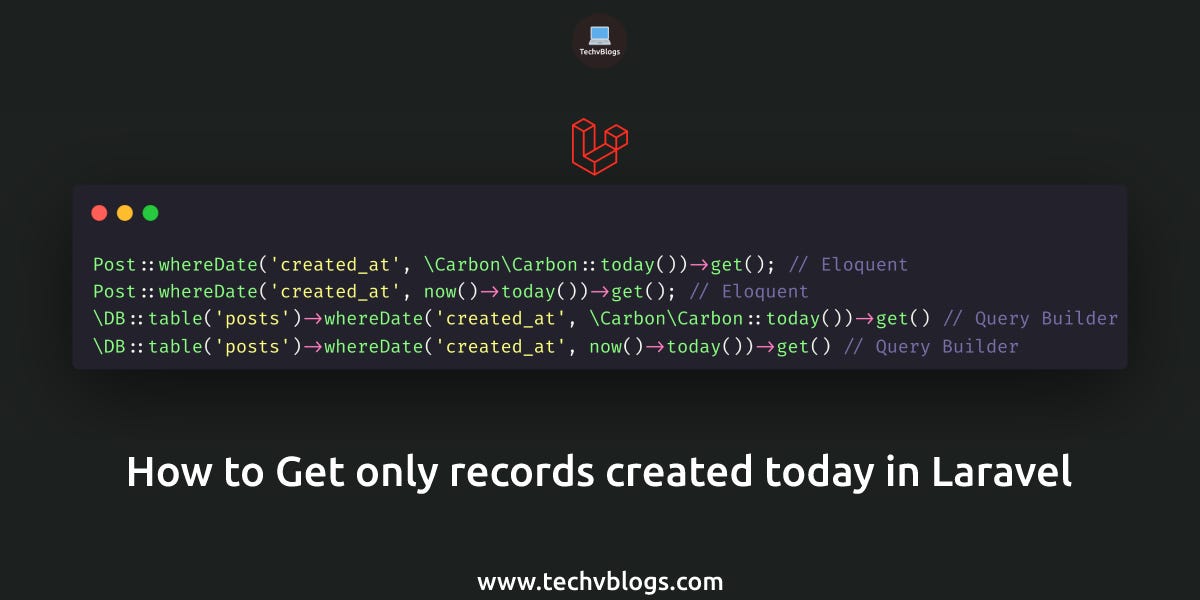 How To Get Only Records Created Today In Laravel By Smit Pipaliya