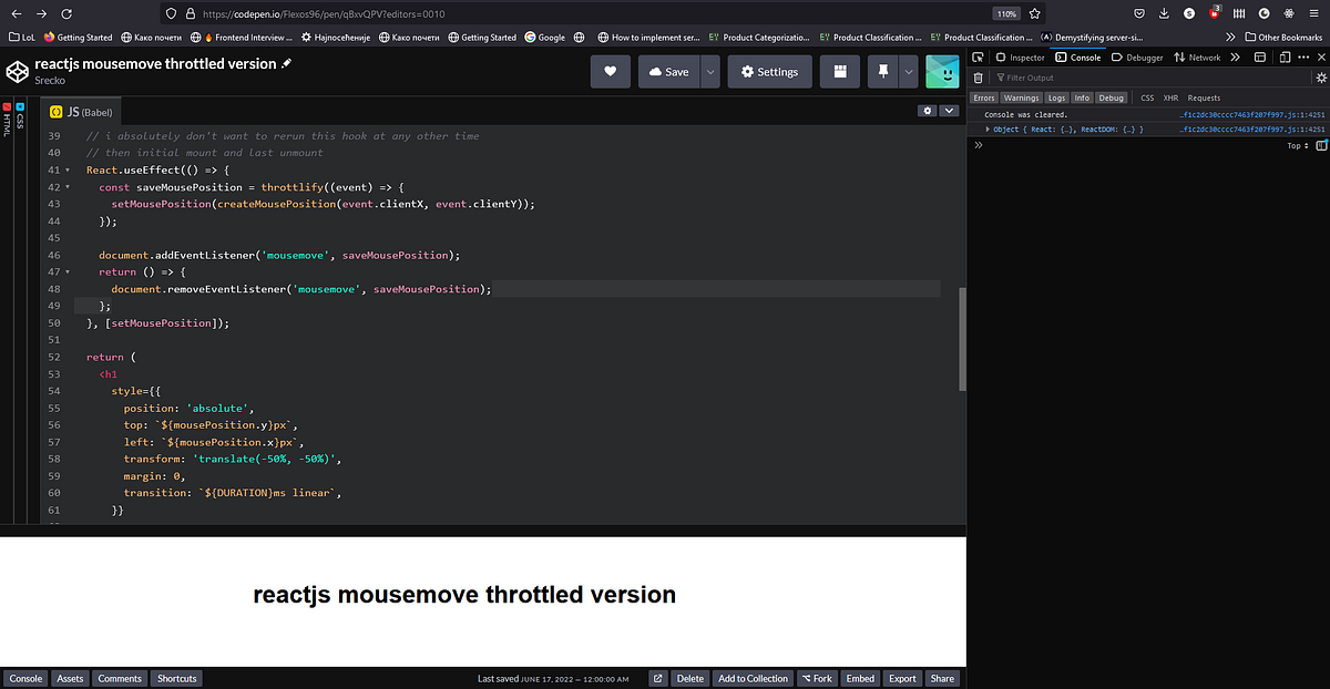ReactJS mouse-move throttle. Throttling mouse-move events in… | by ...