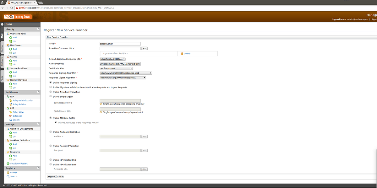 Configuring Saml2 Sso For Wso2 Identity Server Management Console By Milinda Wickramasinghe