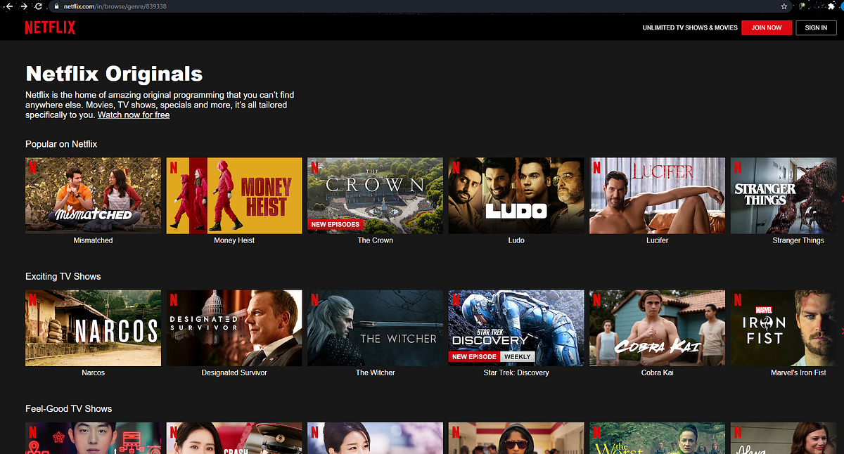 Netflix-Originals Clone using React js for beginners | by Ritesh Singh ...