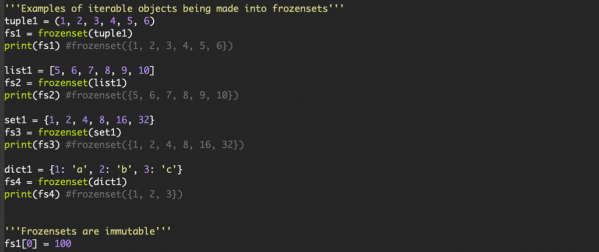 How And When To Use Python Frozenset With Examples By Jeffrey Boschman Towards Dev