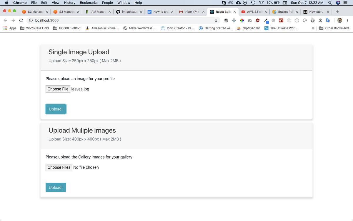 File Or Image Uploads On Amazon Web Services Aws Using React Node