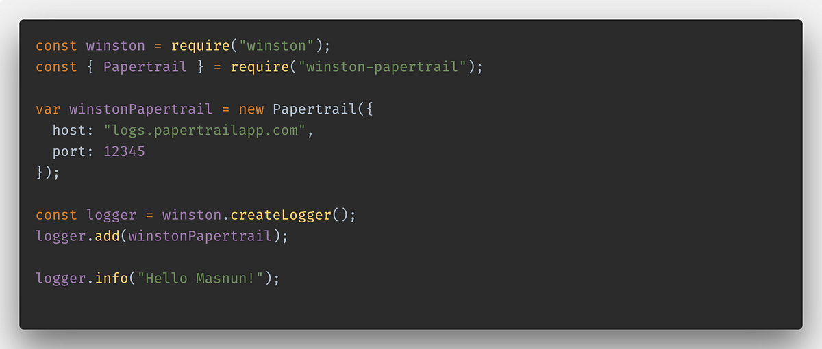 Logging to Papertrail with Winston | by Abu Ashraf Masnun | Medium
