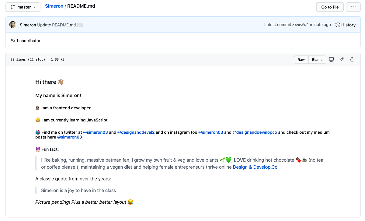 Add a Profile README Section to GitHub | by Simeron | Medium