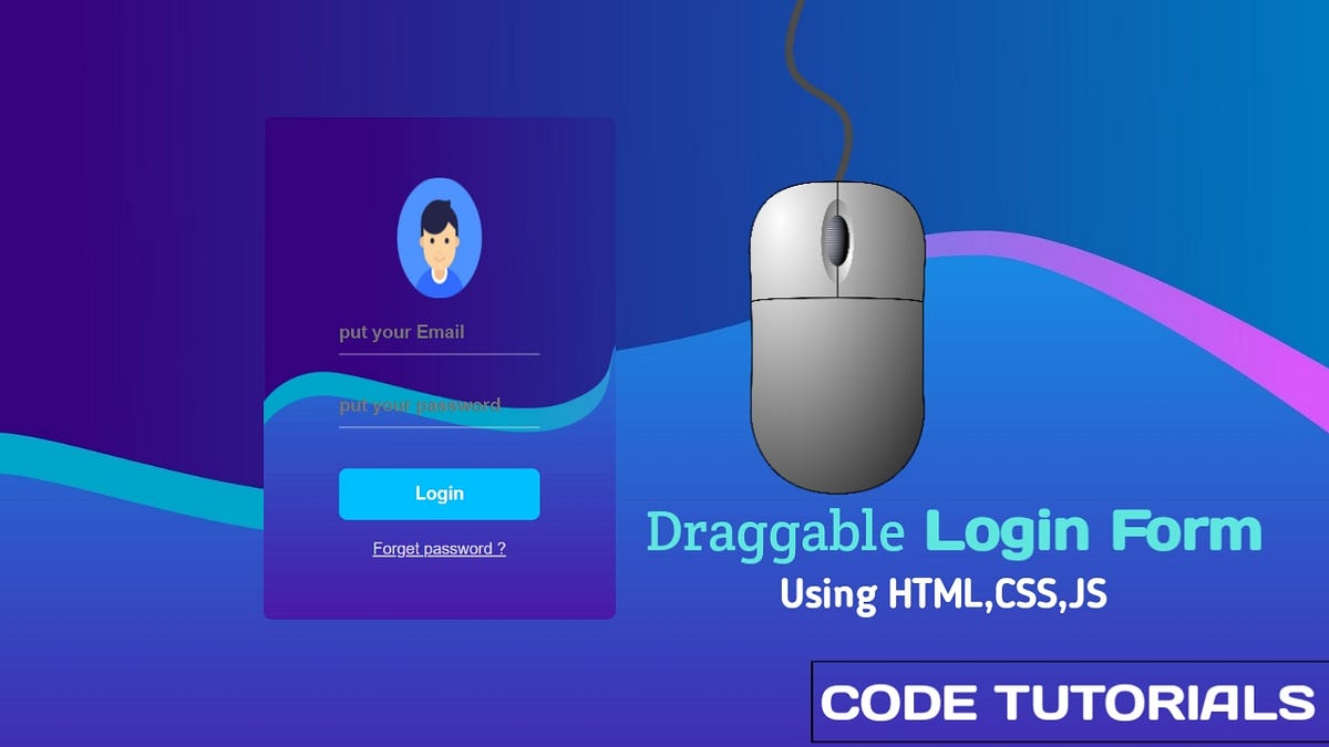 Frosted Glass With Draggable Login Form Using Html Css Js Login Form Design Code Tutorials