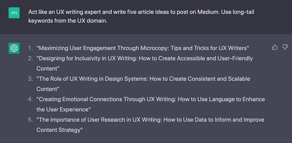 ChatGPT Prompts: How to use ChatGPT as an UX writer | by Anca Budau ...