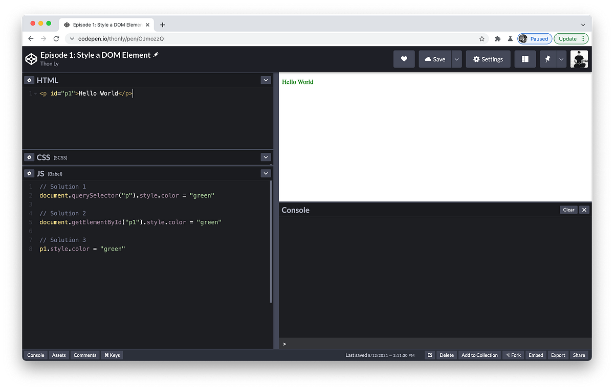 Podcast Episode 1: Style a DOM Element | by Silicon Wat | One-Liner Coding Challenge Podcast ...