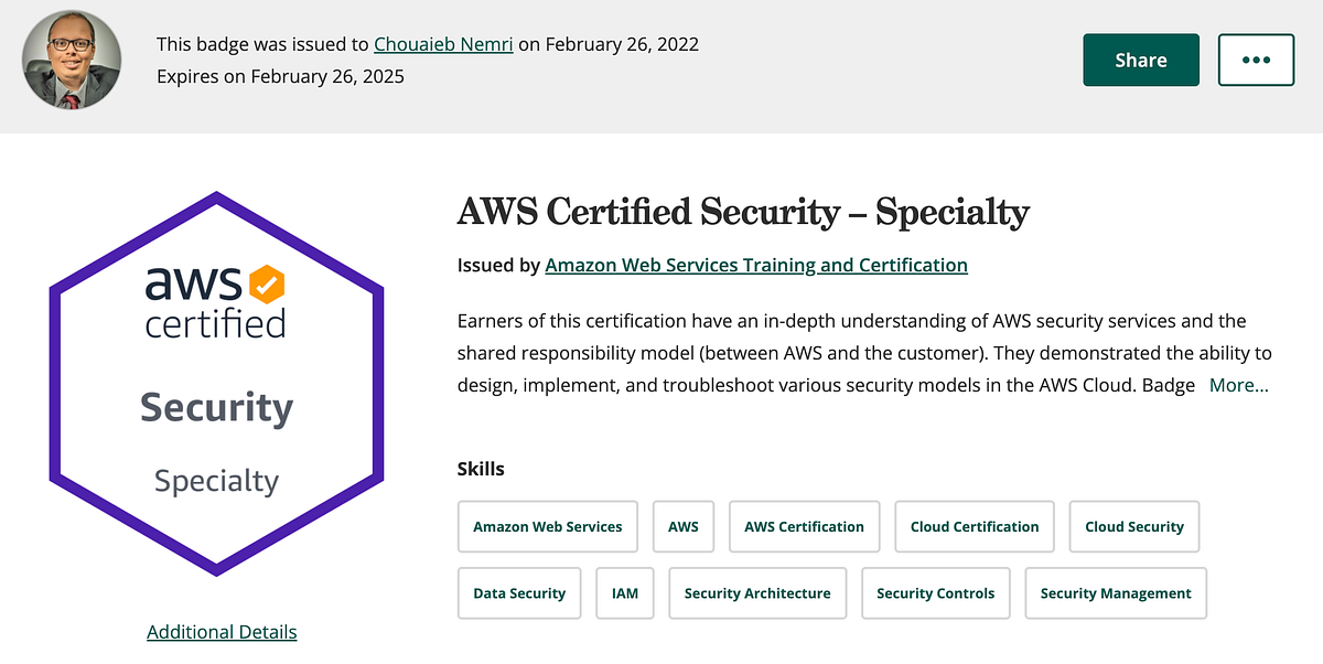 [2022] Passing the AWS Certified Security — Specialty exam | by Chouaieb Nemri | AWS in Plain ...