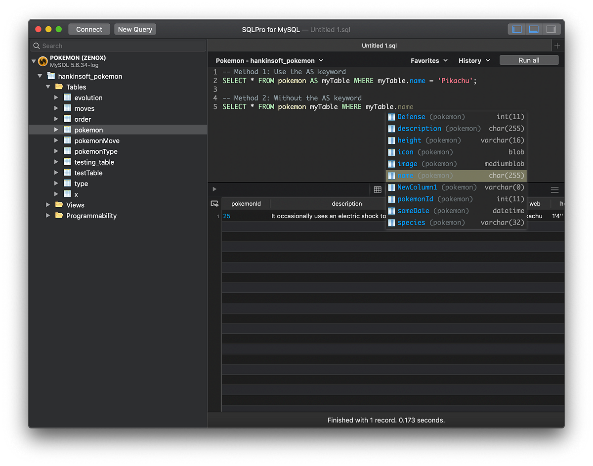Table Aliases With Sqlpro For Mysql By Kyle Hankinson Medium