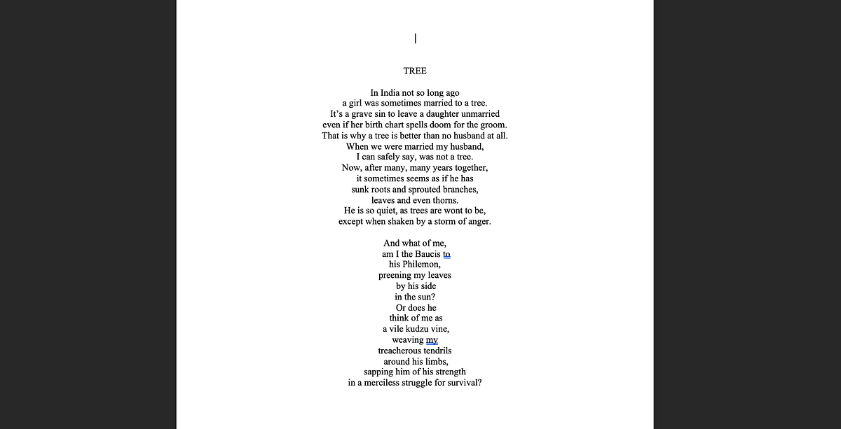 Tree. A poem in the shape of a tree | by Elisabeth Khan | Literally ...