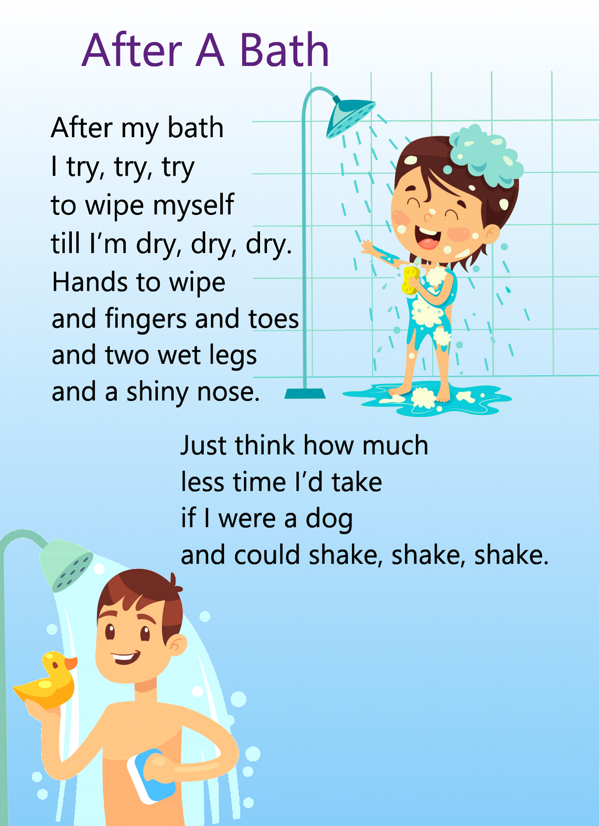 After A Bath English Poem for Class 1 | Download Free PDF ...
