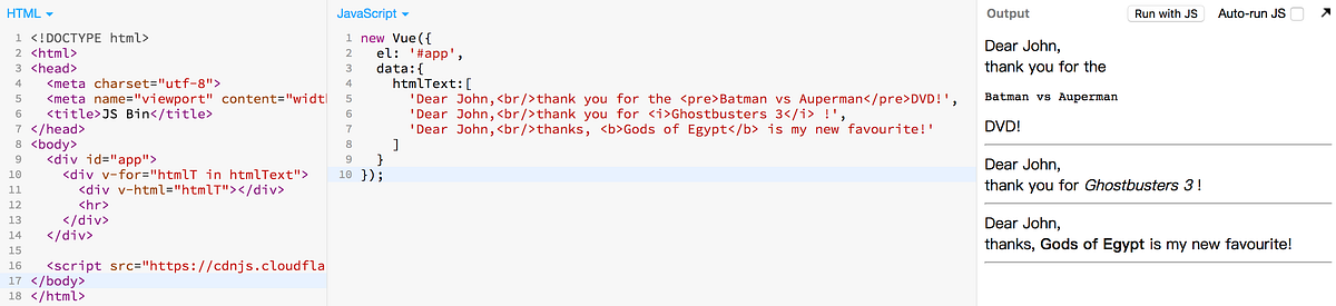 VueJs功能篇-內嵌Html【v-html】（八）. 簡易Html樣板 | by ChingFeng | Object實戰 | Medium
