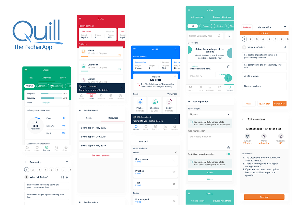 Quill — The padhai app design case study | by Rohit Methwani | UX Planet