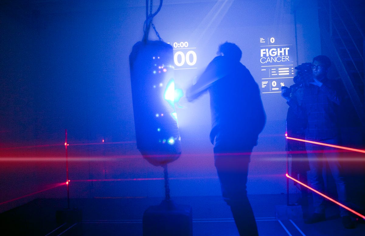 Interactive Punching Bag: installation generates donations for cancer ...