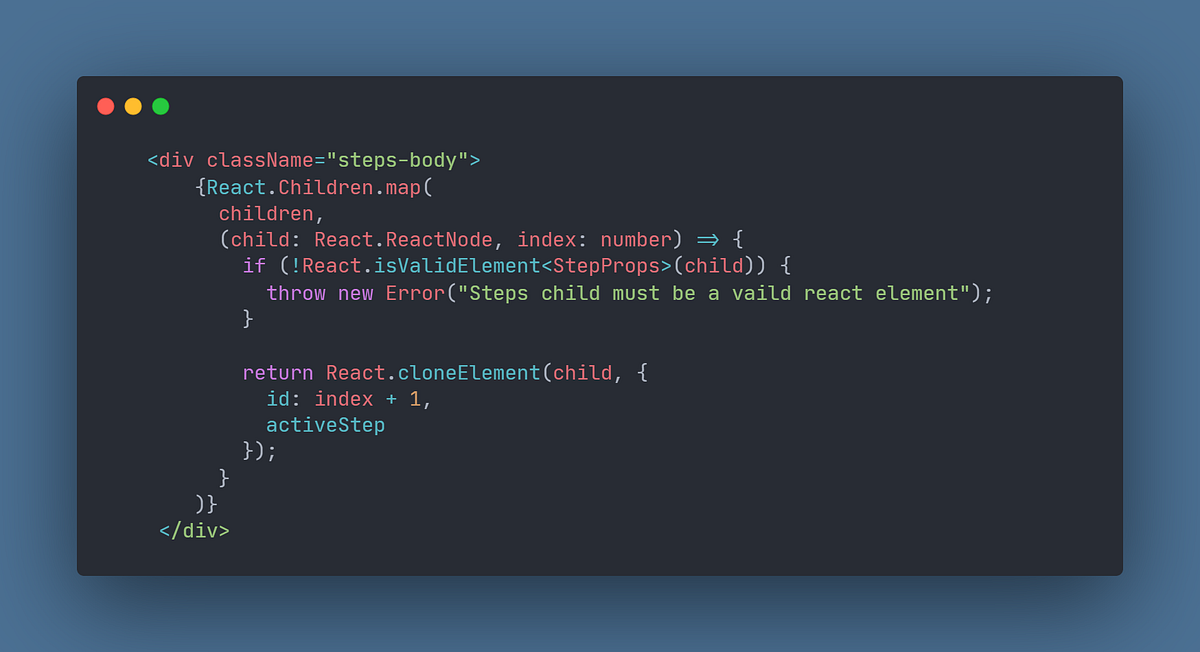 Making “Steps” component with React Transforming element APIs. | by Shariq Bin Shoaib | Dev Genius
