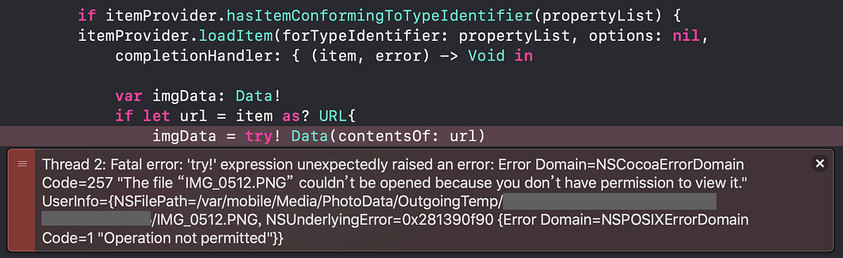 Share extension “couldn’t be opened because you don’t have permission to view it.” error ...