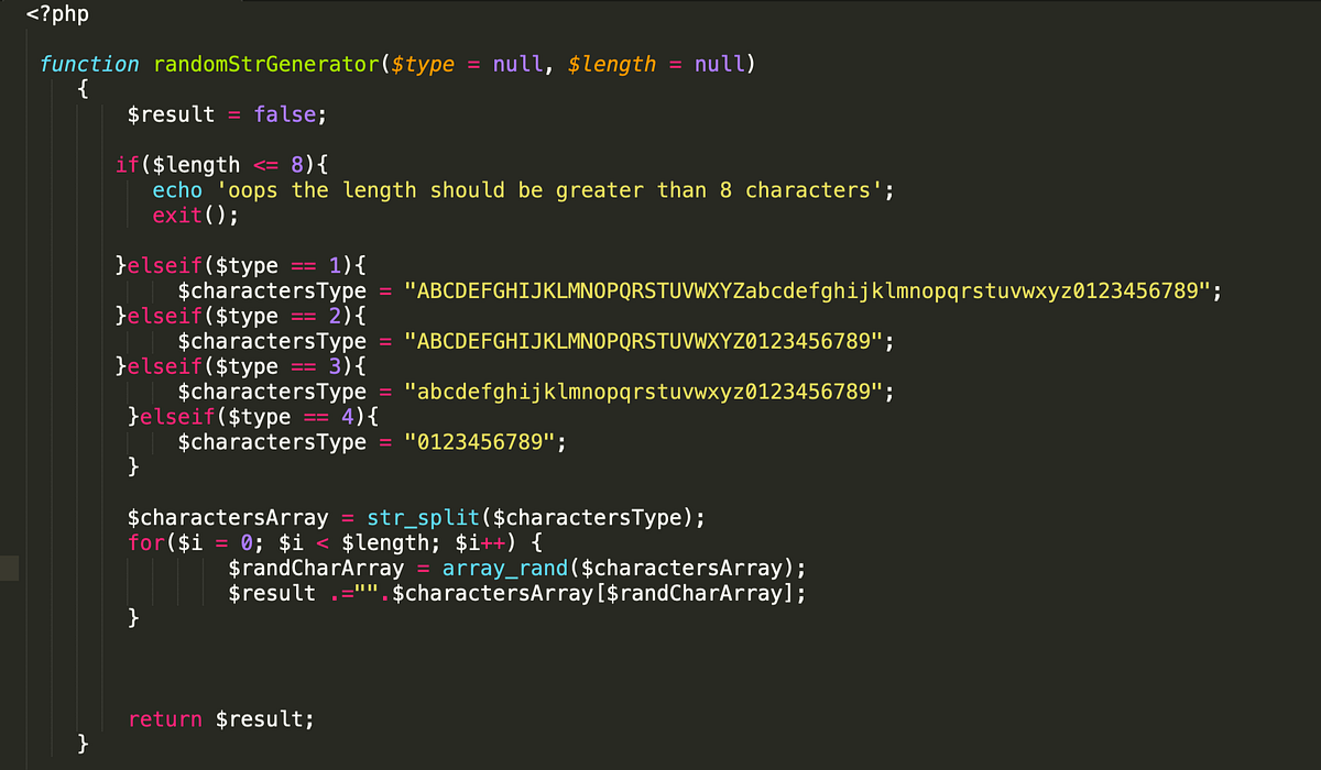 Random String Generator Algorithm in PHP. | by Omo Junior | Oct, 2022 | Medium