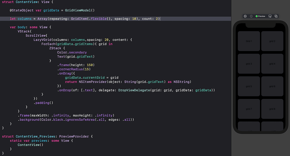 Swiftui How To Use Ondrag And Ondrop Within Grids By Prafulla Singh Medium