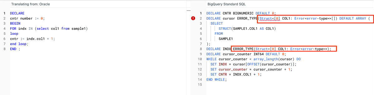 Accelerate Translation for Oracle to BigQuery migration using Interactive SQL Translation. | by ...
