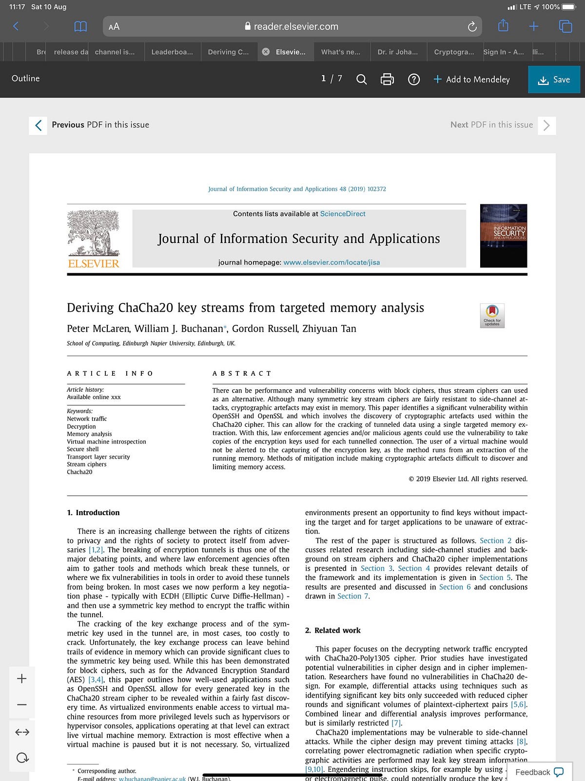 Discovering ChaCha20 Keys and Salt in SSL/TLS Connections | by Prof ...